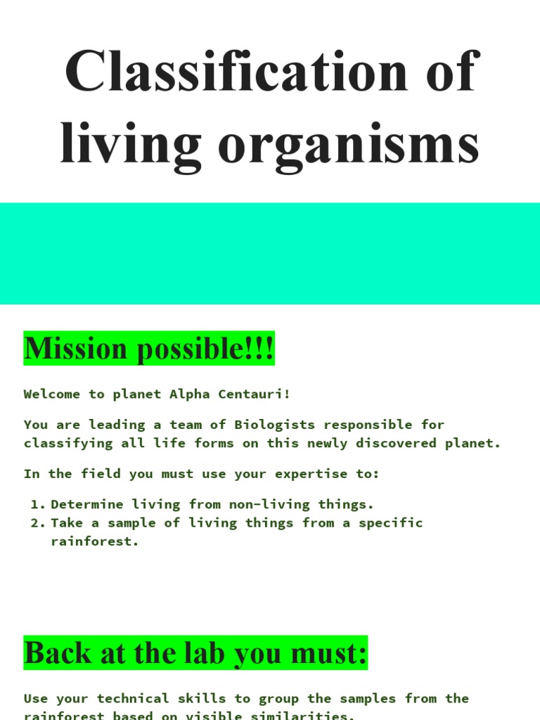 Classification of Living Organisms | PDF | Taxonomy (Biology) | Genus