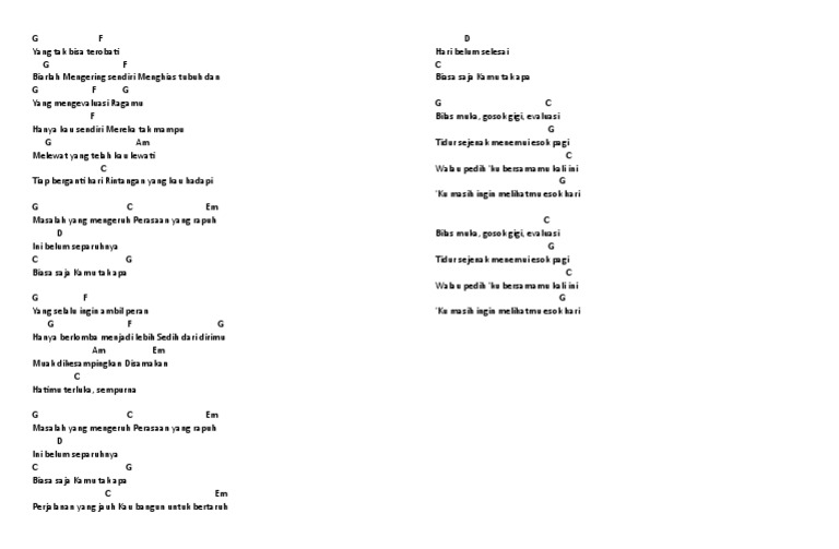 Hindia - Evaluasi (Chord) | PDF