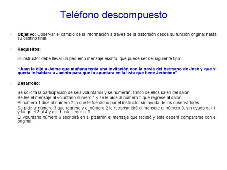 1 Dinamica 1 - Telefono Descompuesto | PDF