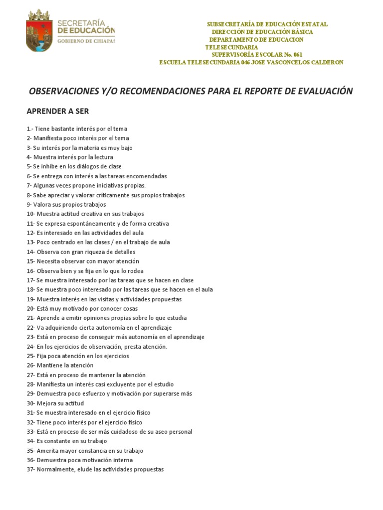 Observaciones Generales | PDF | Aprendizaje | Educación primaria