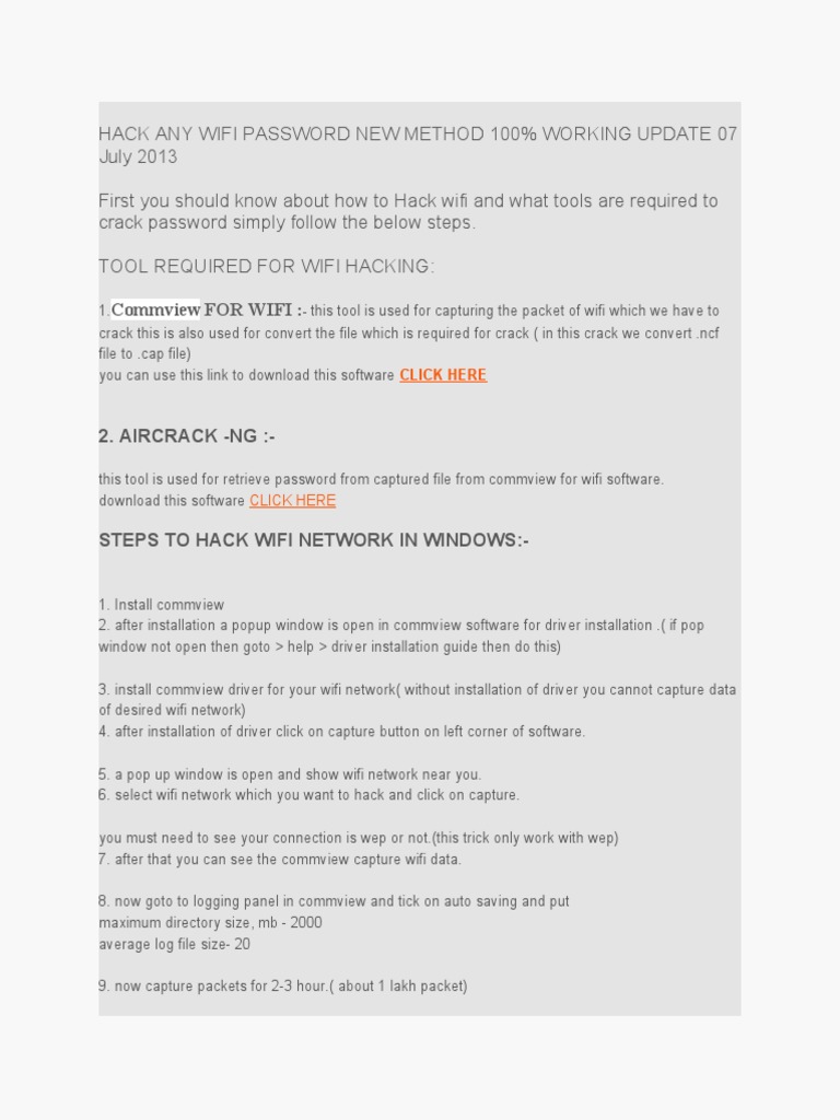 Hack Any Wifi Password New Method 100 | PDF | Wi Fi | Password