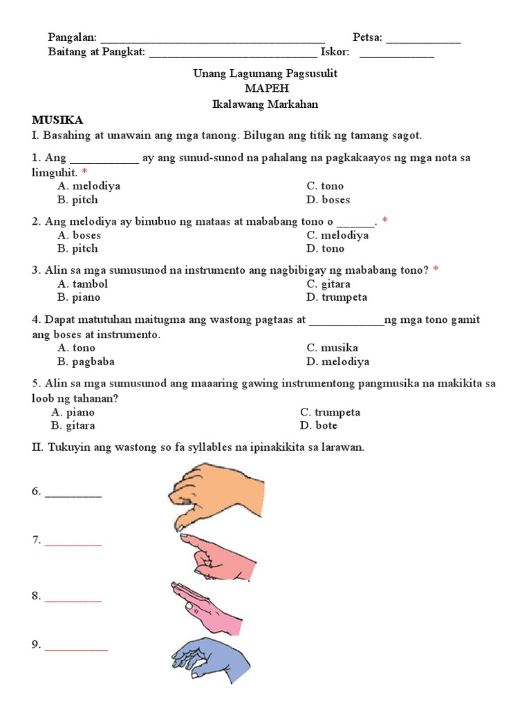 Summative Test Mapeh 3 2nd Q. | PDF