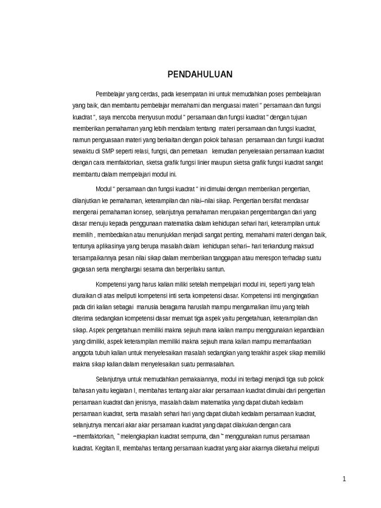 Idoc - Pub Modul Persamaan Dan Fungsi Kuadrat | PDF