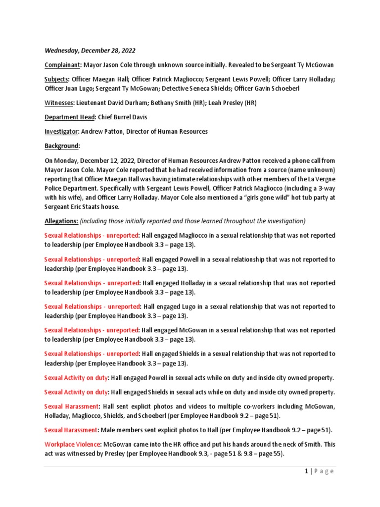 LPD Investigation FINAL | PDF | Police | Sexual Harassment