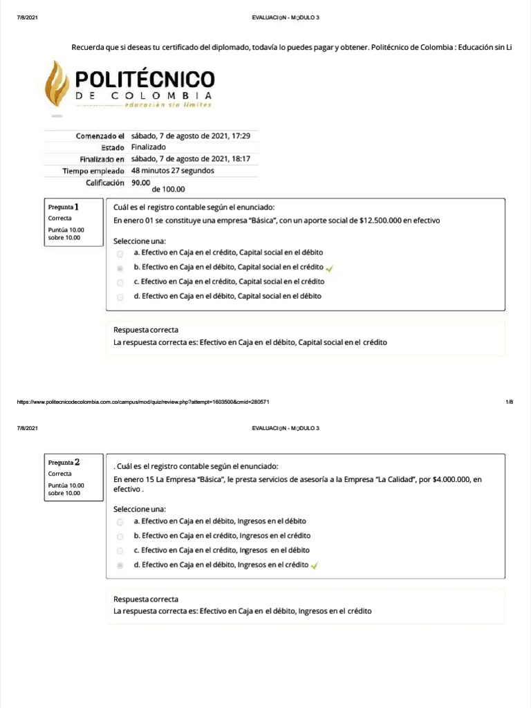 Evaluacion Modulo 3 - Compress | PDF | Contabilidad | Pagos