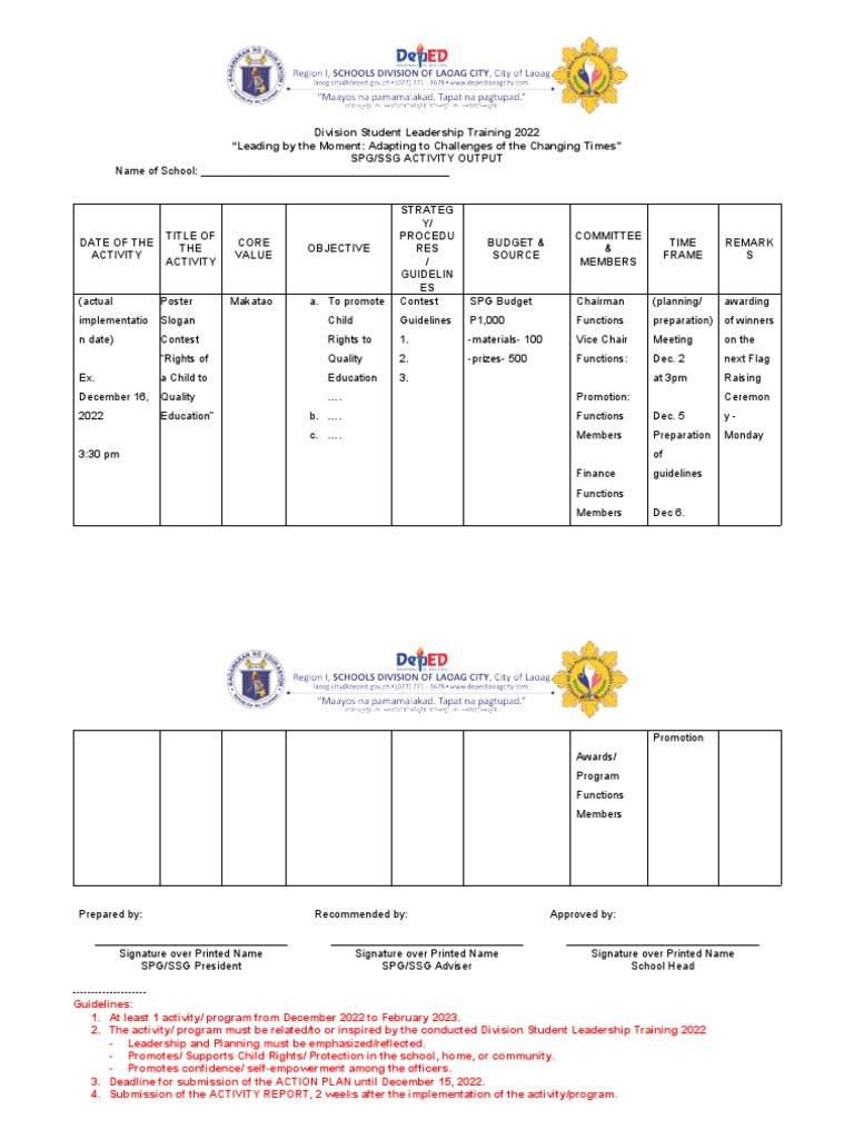 Student Leadership Training Plan | PDF