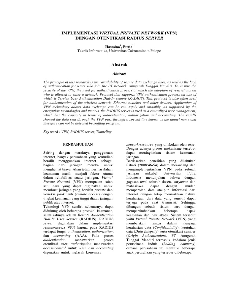 Implementasi VPN dengan RADIUS Server | PDF | Bisnis | Teknologi & Rekayasa