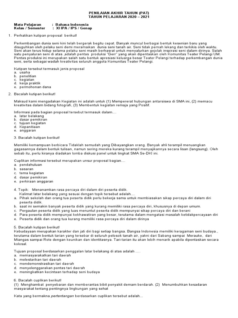 Responsi Pat 11 Sma - B.indonesia | PDF | Seni
