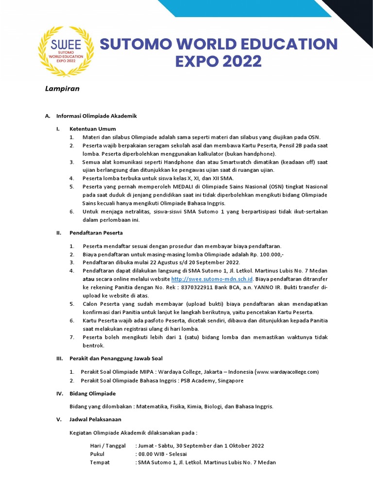Olimpiade Akademik dan SWEE 2022 | PDF