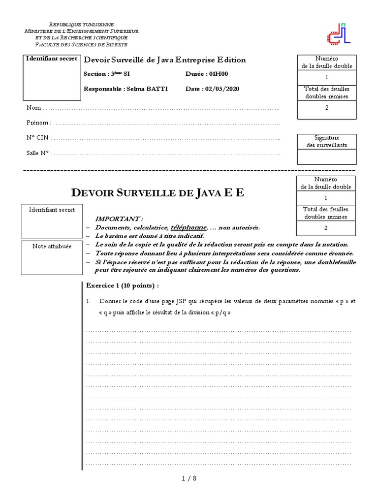 Devoir Surveille de Java e e | PDF | Indice de masse corporelle