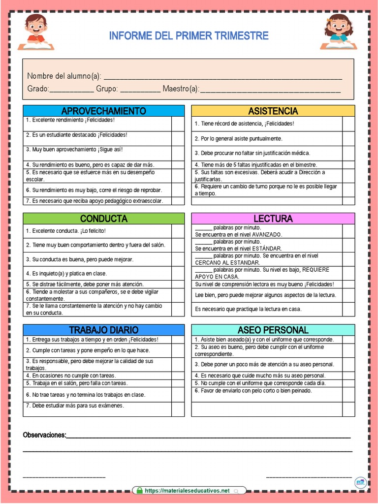 Informe Trimestral | PDF | Aprendizaje | Modificación de comportamiento