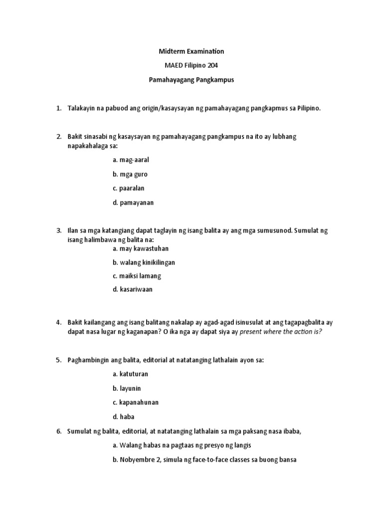MAED Filipino 204 Pamahayagang Pangkampus | PDF