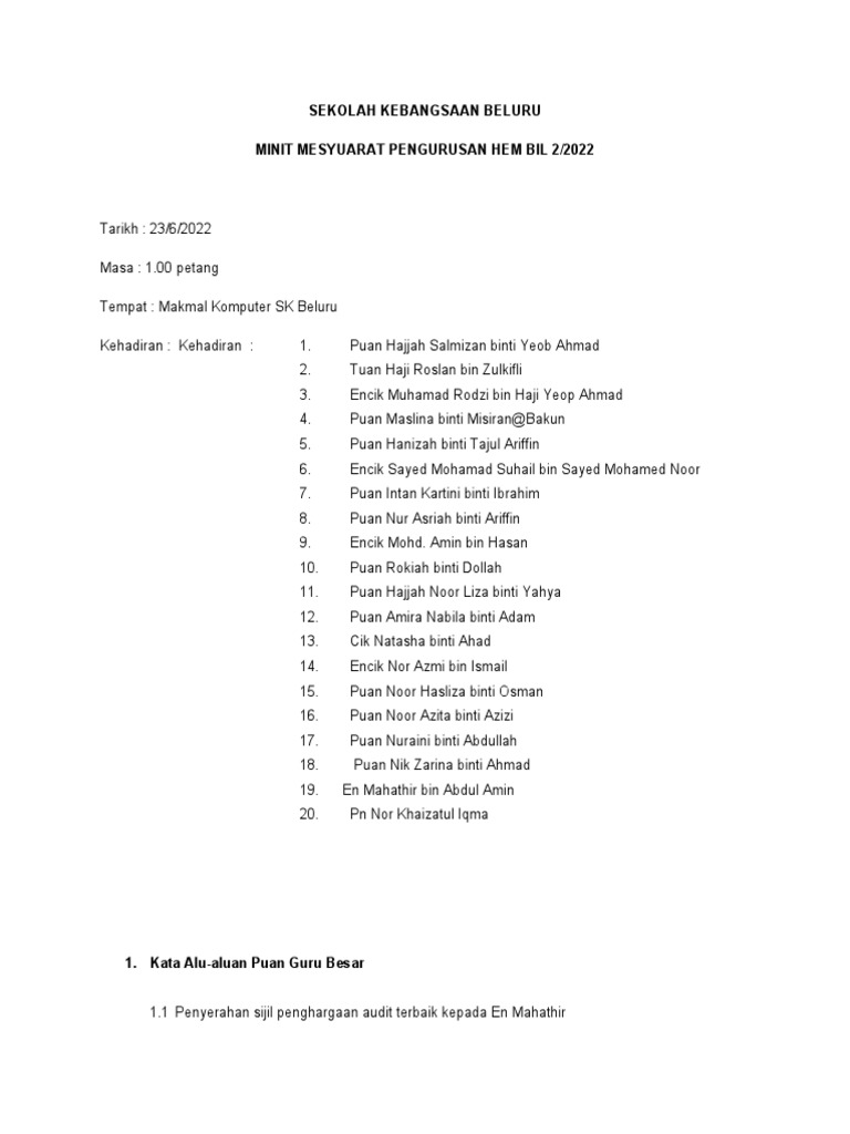 Minit Hem 2 2022 | PDF