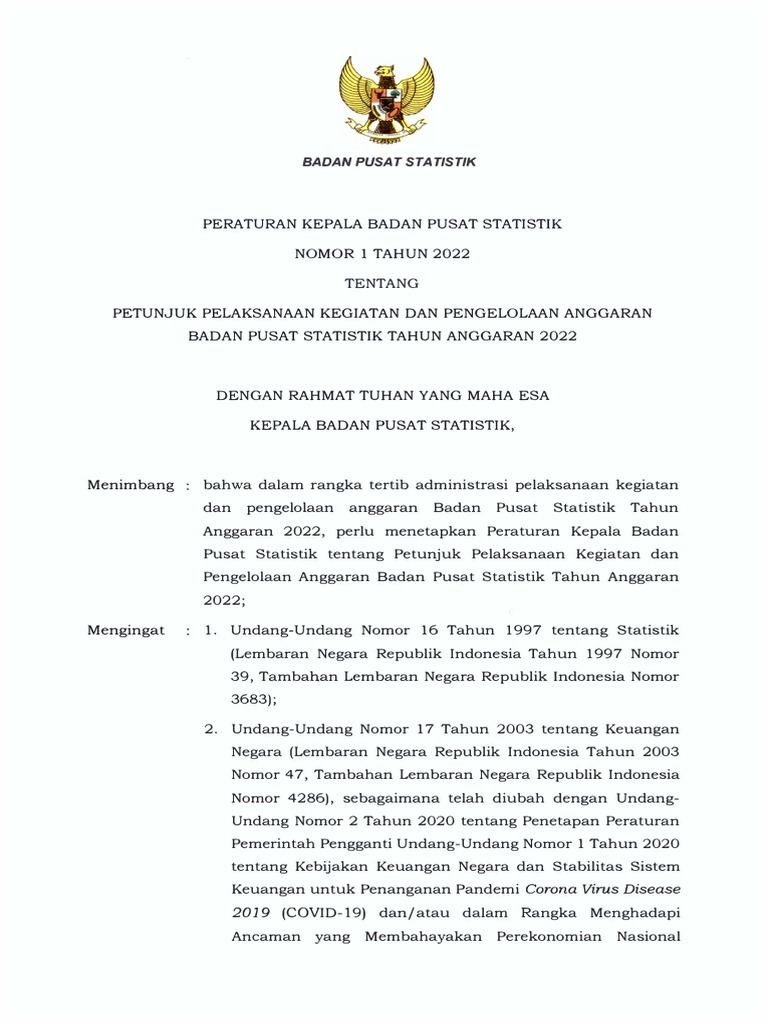 2022-Perka BPS Nomor 1 Tahun 2022 | PDF