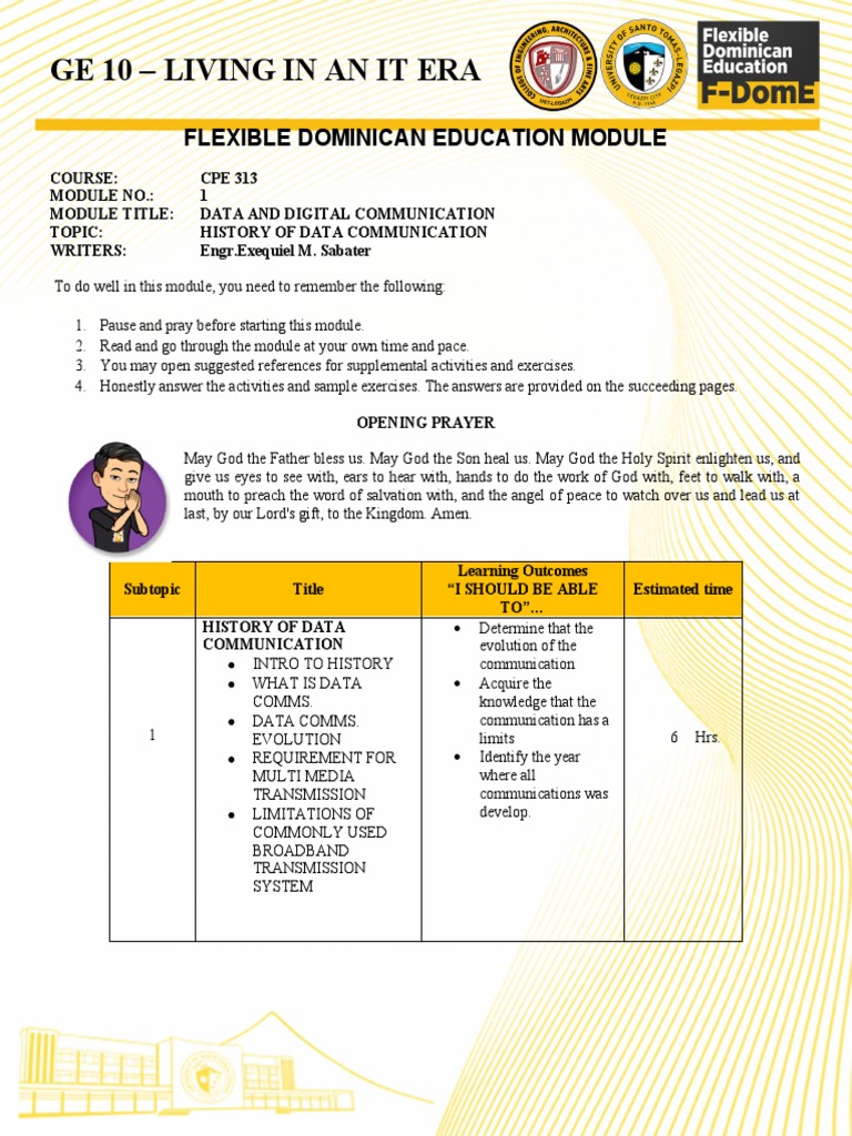 CPE 313-Data - and - Digital - Communication - Module-1 | PDF ...