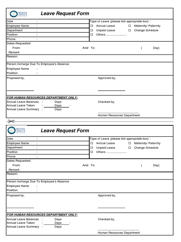 Leave Request Form: Remark | PDF