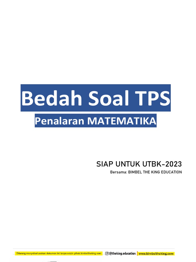 PDF Soal - Zoom Penalaran Matematika SNBT 2023 (04-01-23 16.30 Wib) | PDF