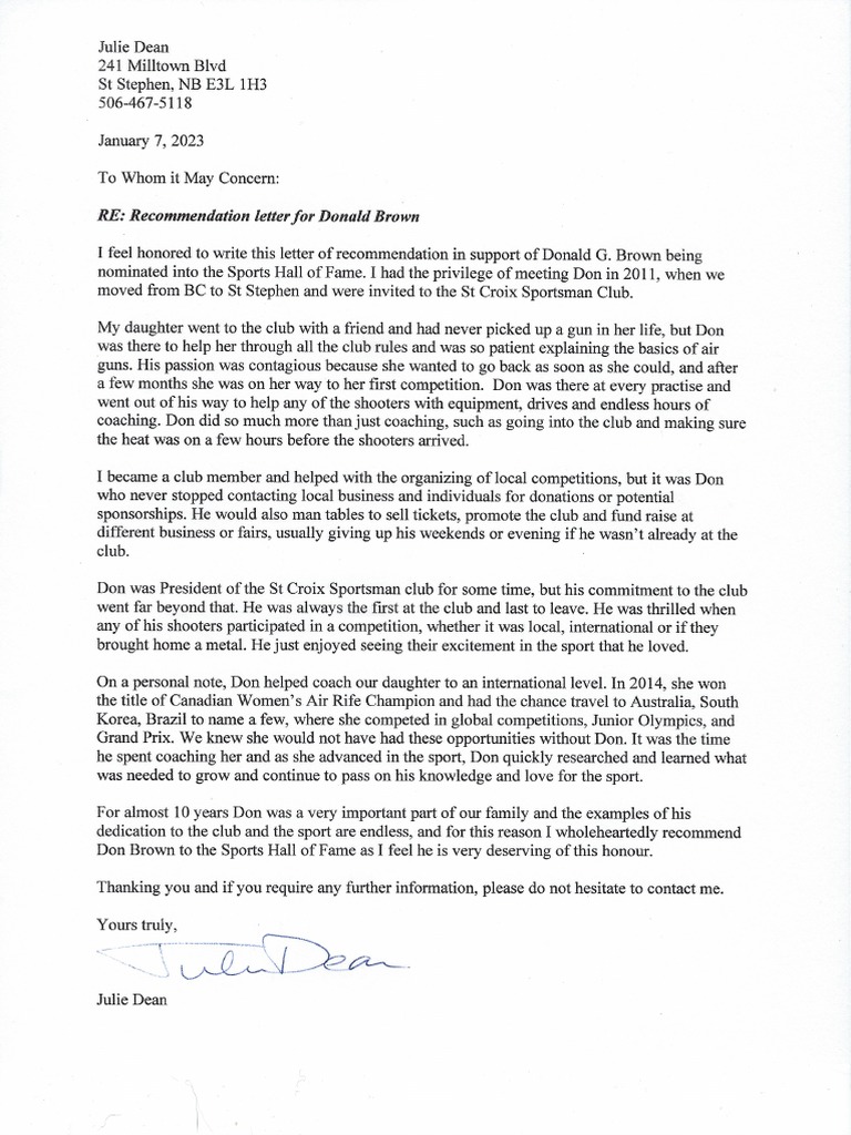 Recommendation Letter From J Dean | PDF