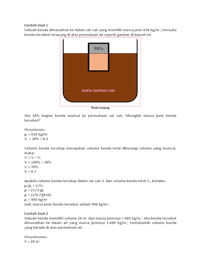 Contoh Soal Massa Jenis dan Terapung | PDF