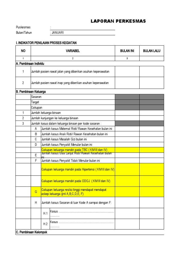 Form Laporan Perkesmas 2022 | PDF