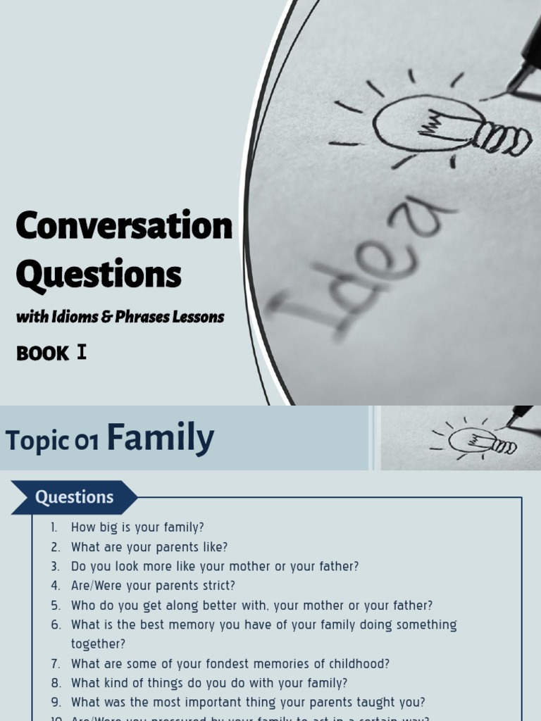 Idioms and Conversation Questions Guide | PDF | Meal | Dream