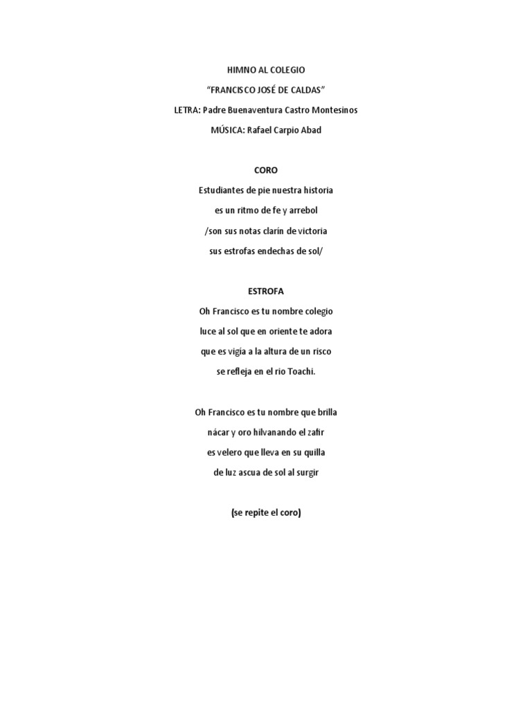 Himno Al Colegio | PDF Himno Al Colegio | PDF