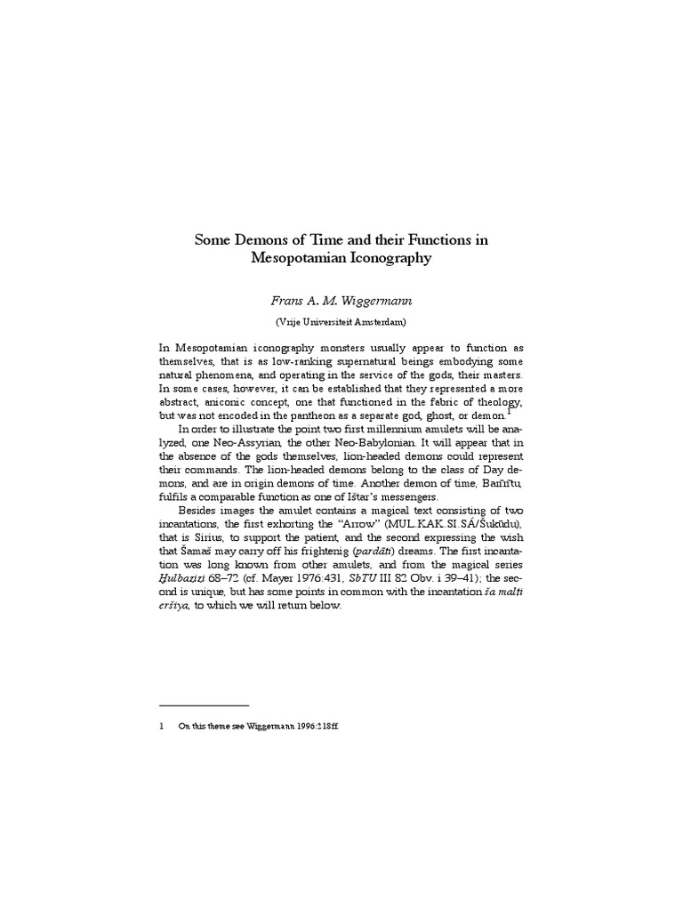 Wiggermann Demons of Time-Libre | PDF | Mesopotamian Mythology ...