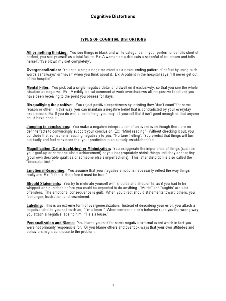 Cognitive Distortions | PDF | Social Psychology | Cognitive Psychology