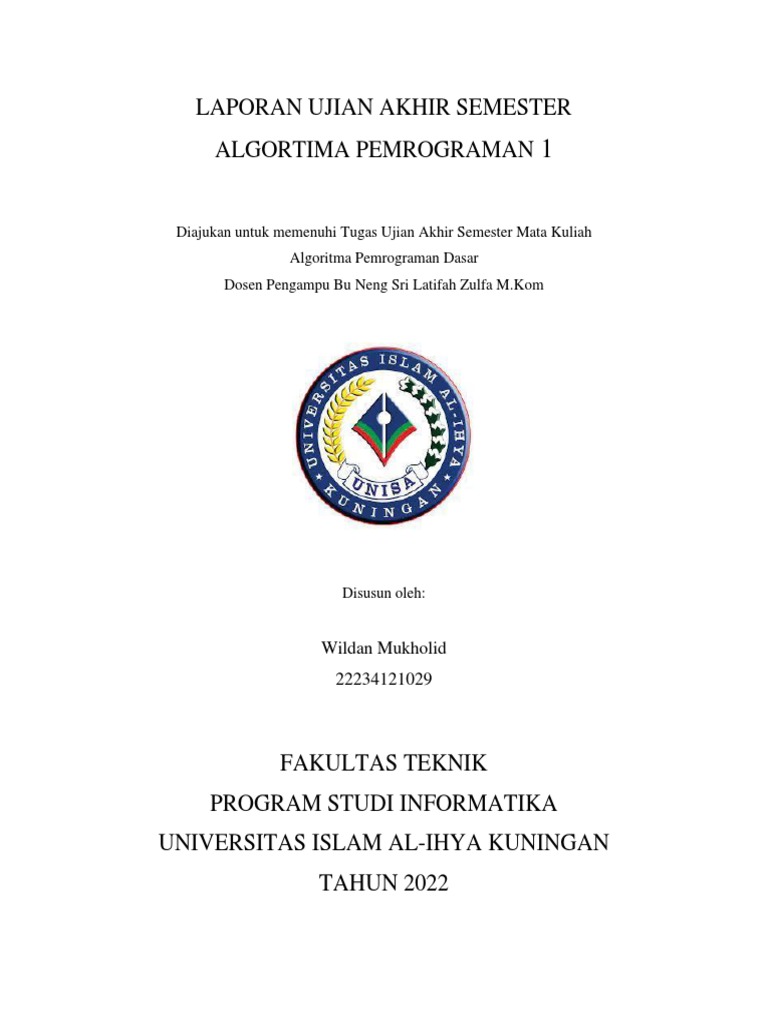 Laporan Ujian Akhir Algoritma Pemrograman | PDF