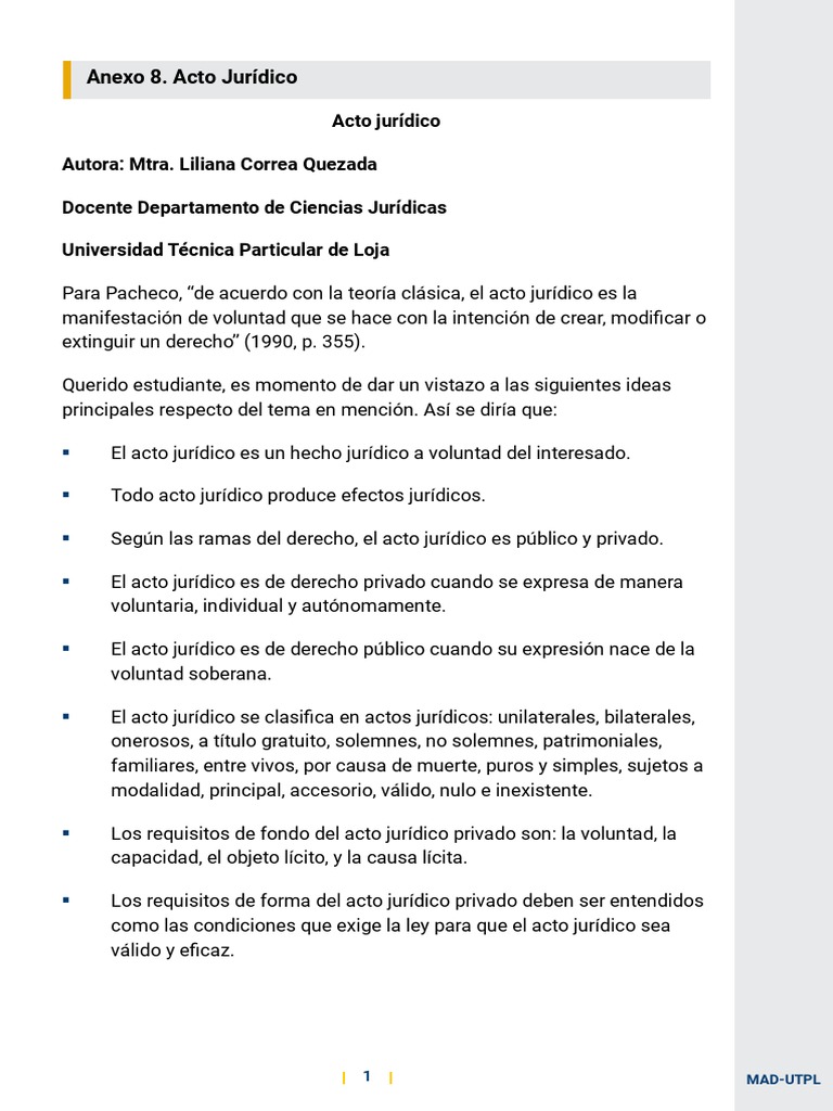 Acto Jurídico: Definición y Requisitos | PDF | Esfera pública | Justicia