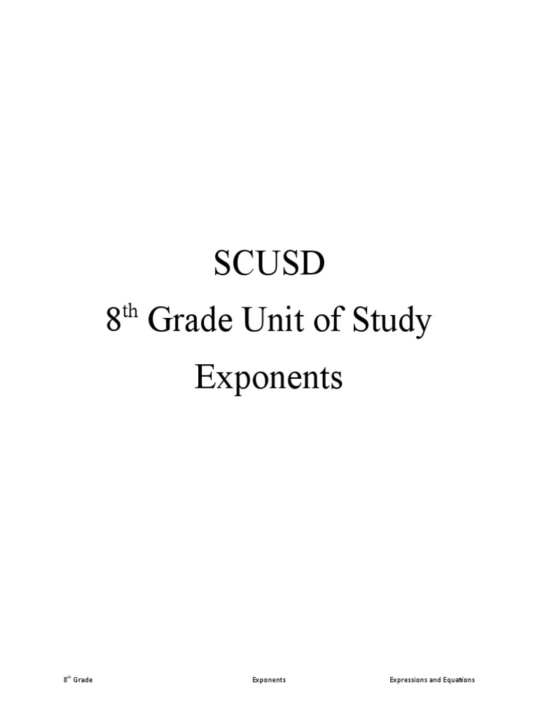 8th - Exponents - Unit of Study Complete | PDF | Exponentiation ...