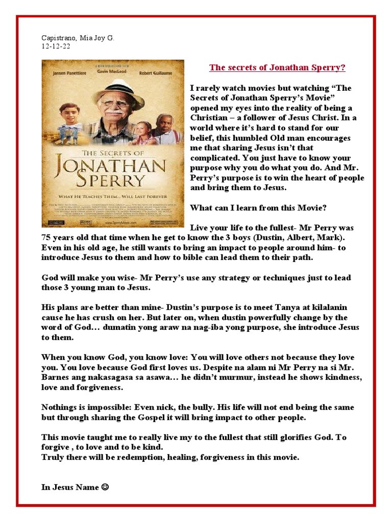 Lessons from "The Secrets of Jonathan Sperry" | PDF | Self-Improvement