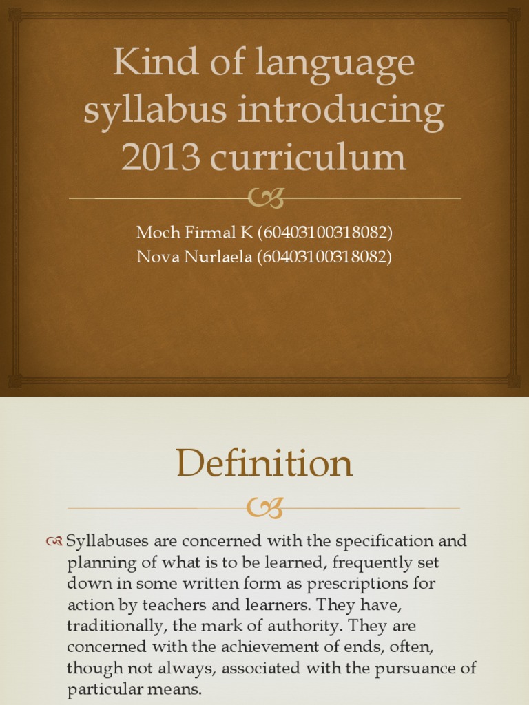 Kind of Language Syllabus | PDF | Curriculum | Learning