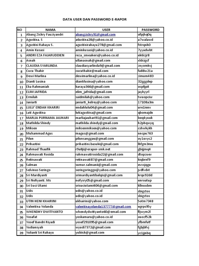 E-Rapor User Credentials | PDF