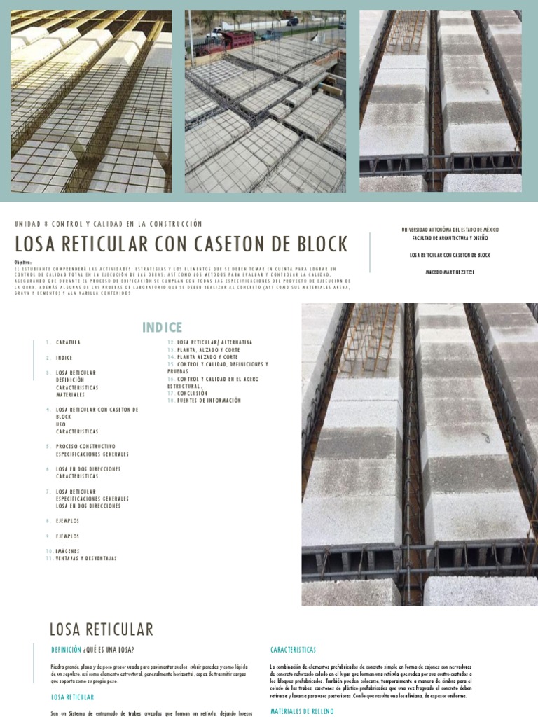 Losa Reticular Con Caseton de Block | PDF | Hormigón | Agua