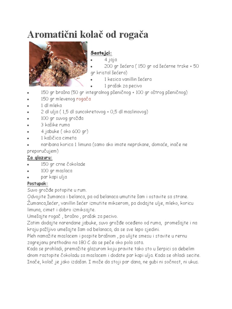1 Kolac Od Rogaca | PDF