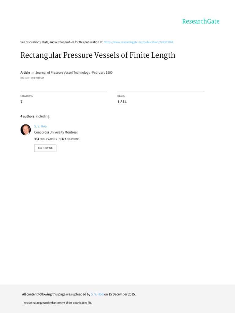 Rectangular Pressure Vessel | PDF