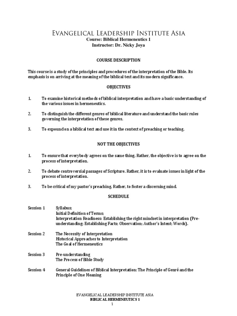 Hermeneutics Notes Students 2021 Pdf Hermeneutics Bible