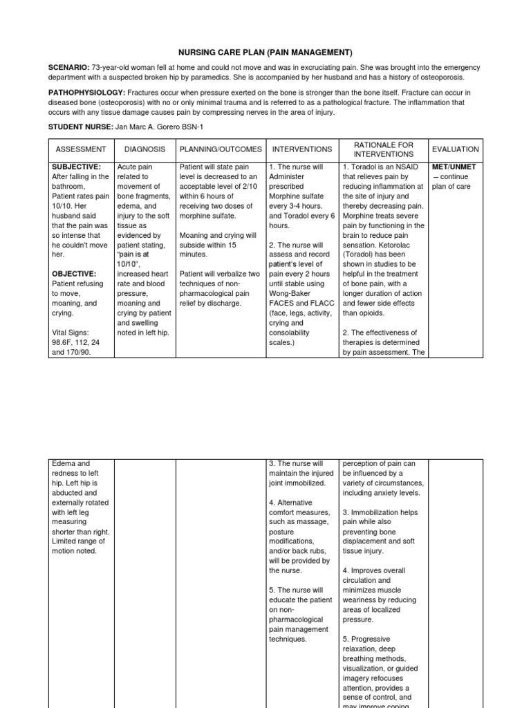 Nursing Care Plan Pain | PDF | Pain | Pain Management