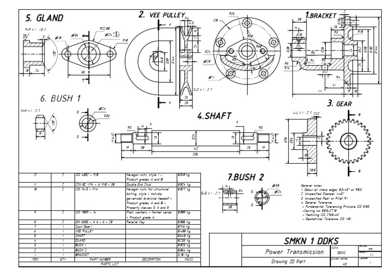 2D Drawing Part Denis N | PDF | Engineering Tolerance | Descriptive ...