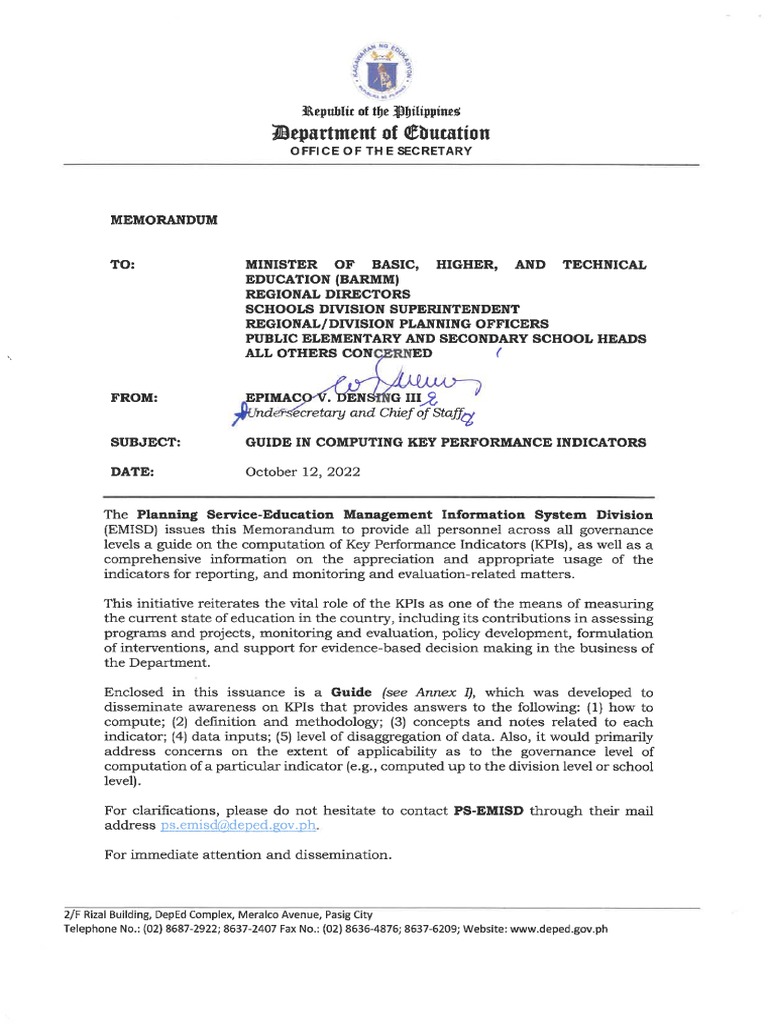 Memo Guide In Computing Key Performance Indicators Pdf