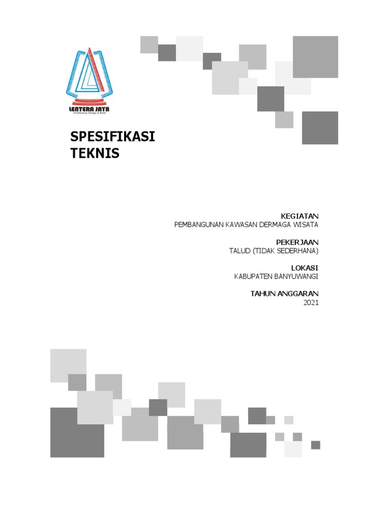 Spesifikasi Ukuran Talud Dermaga Wisata | PDF | Teknologi & Rekayasa