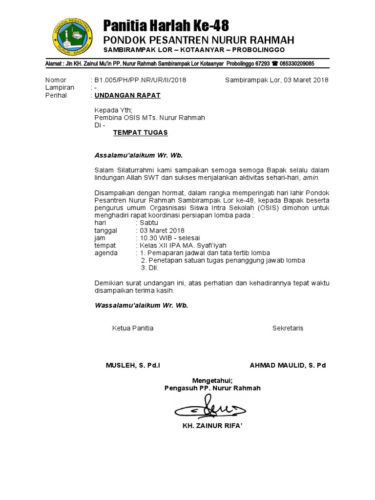 Undangan Panitia Harlah Ke 48 | PDF