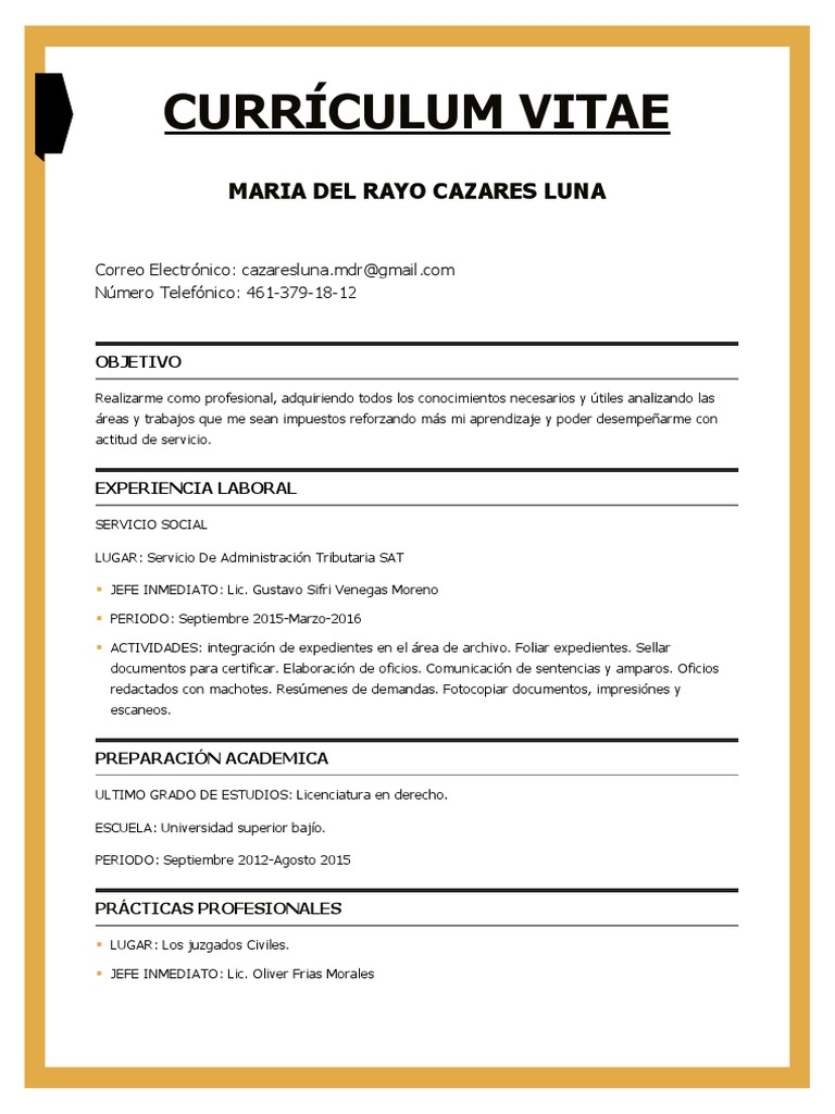 Currículum Vitae: Maria Del Rayo Cazares Luna | PDF