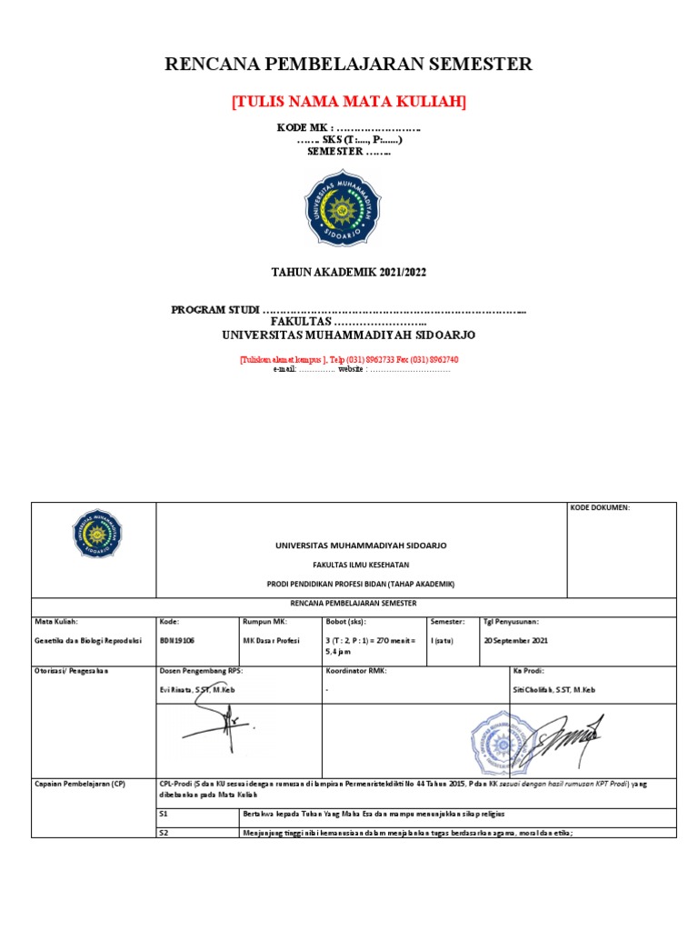 Template RPS Mata Kuliah MBKM - Rev | PDF