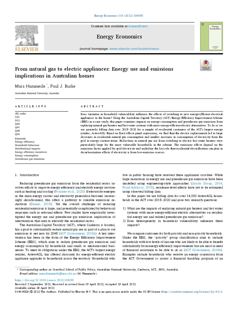 Hammerle and Burke 2022 - Energy Use and Emissons Implications in Aus ...