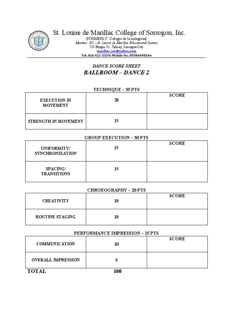 Rubric For Ballroom Dance2 | PDF