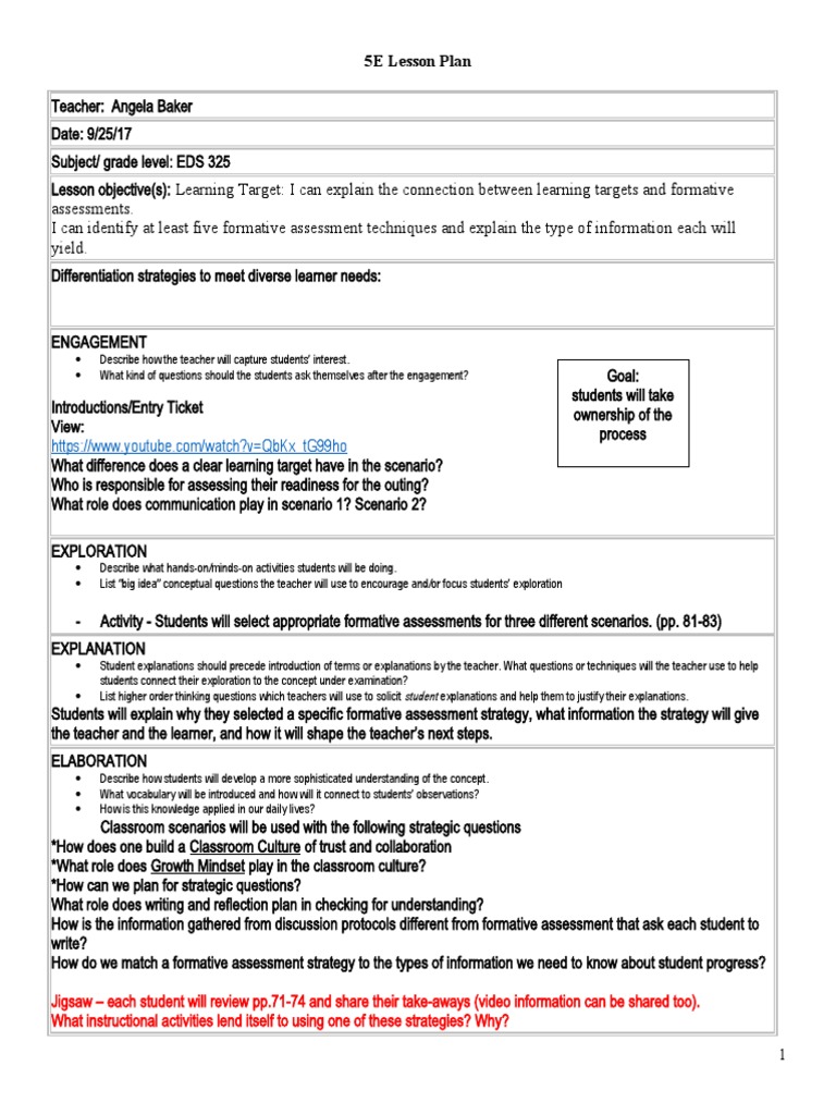 Attachment FF BC 5E Lesson Plan | PDF | Learning | Lesson Plan