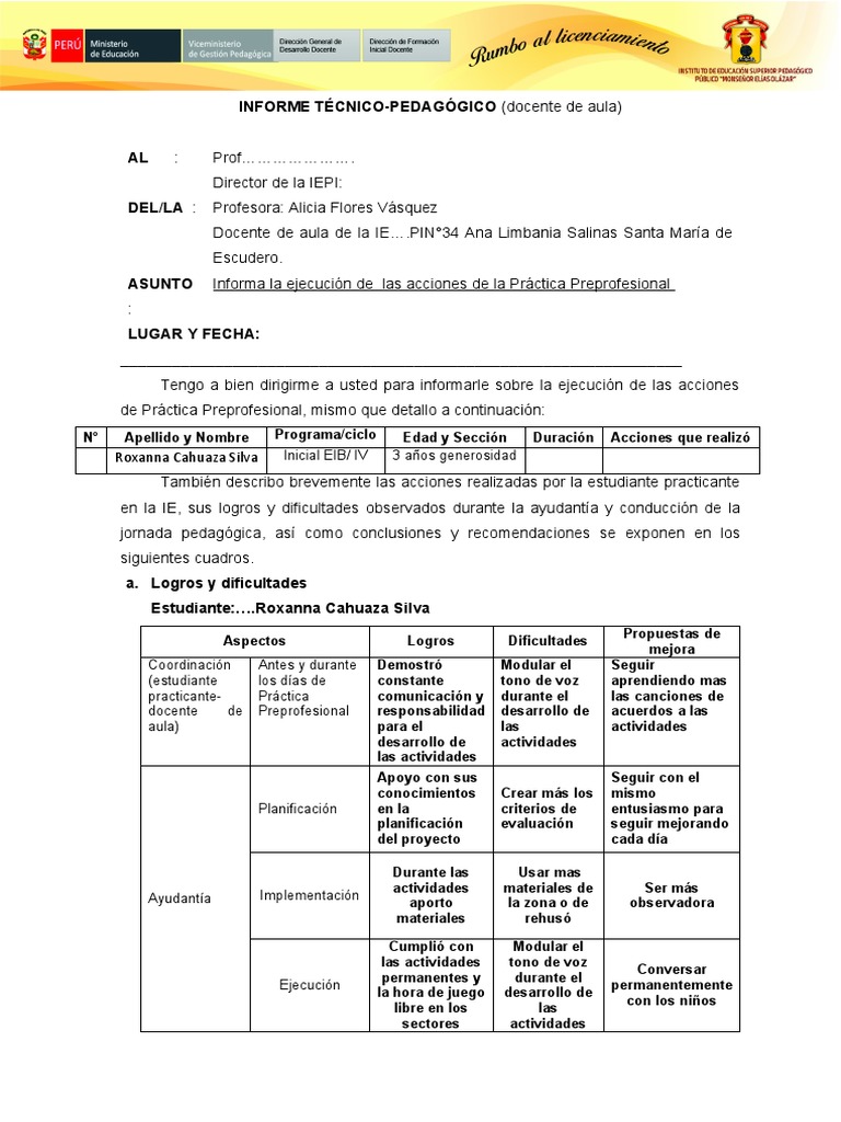 Formato de Informe TP Docente Aula | PDF | Salón de clases | Aprendizaje