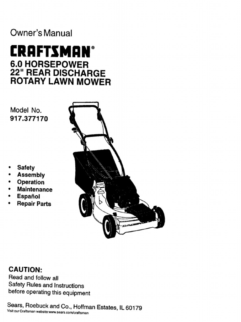 Craftsman Mower Manual | PDF | Lawn Mower | Mower